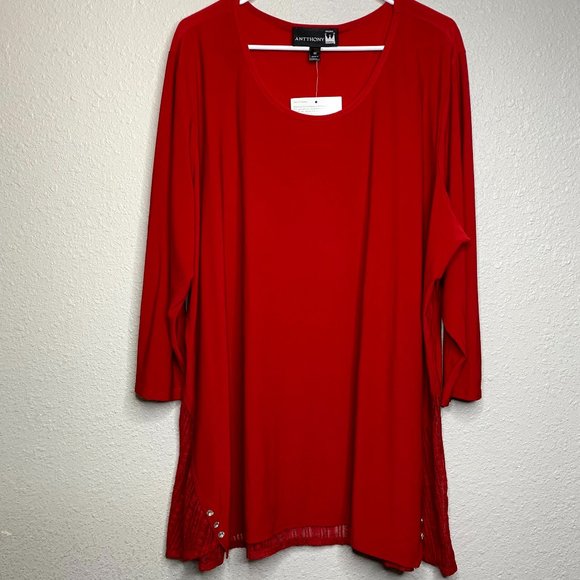 Antthony | Tops | Plus Size Red Tunic With Small Diamonds | Poshmark